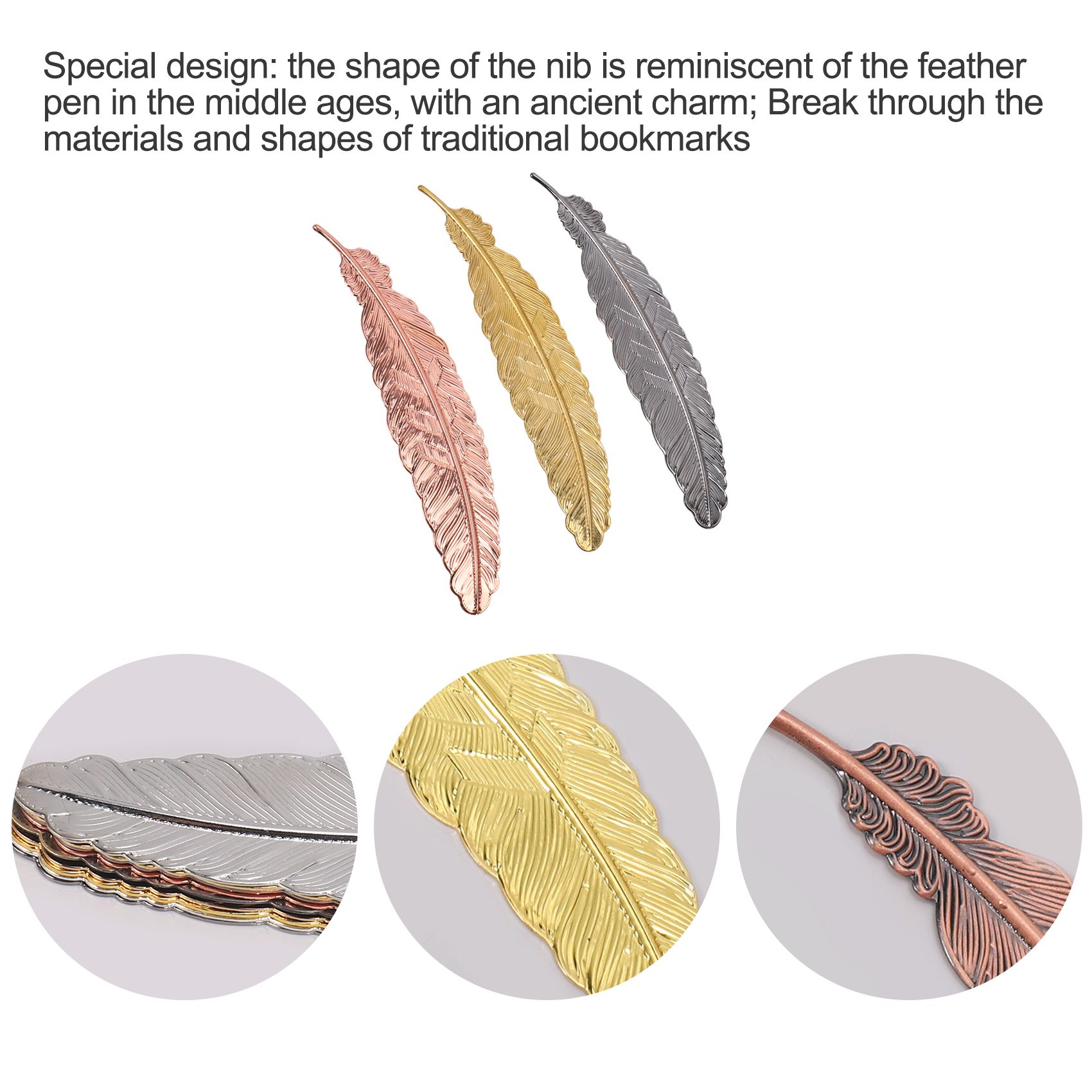 9 Pieces Metal Feather Bookmarks Simple Elegant and Thin Feather ...