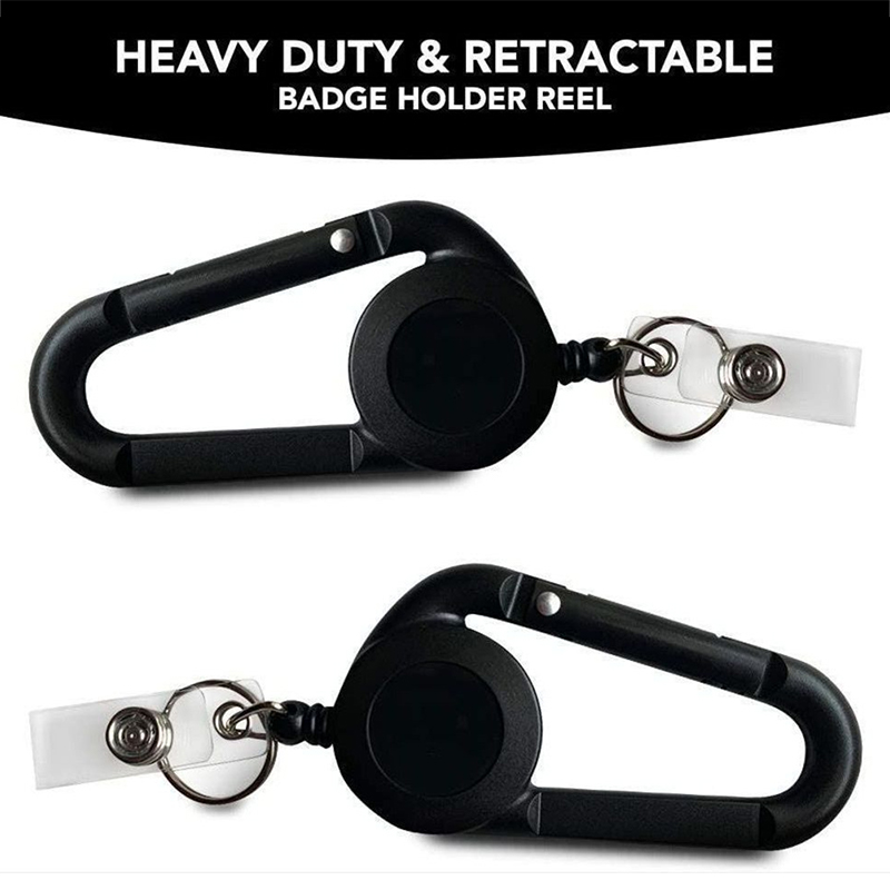 ID Card Key Chain Lanyard Clip Key Ring Retractable Pull Heavy Duty ...