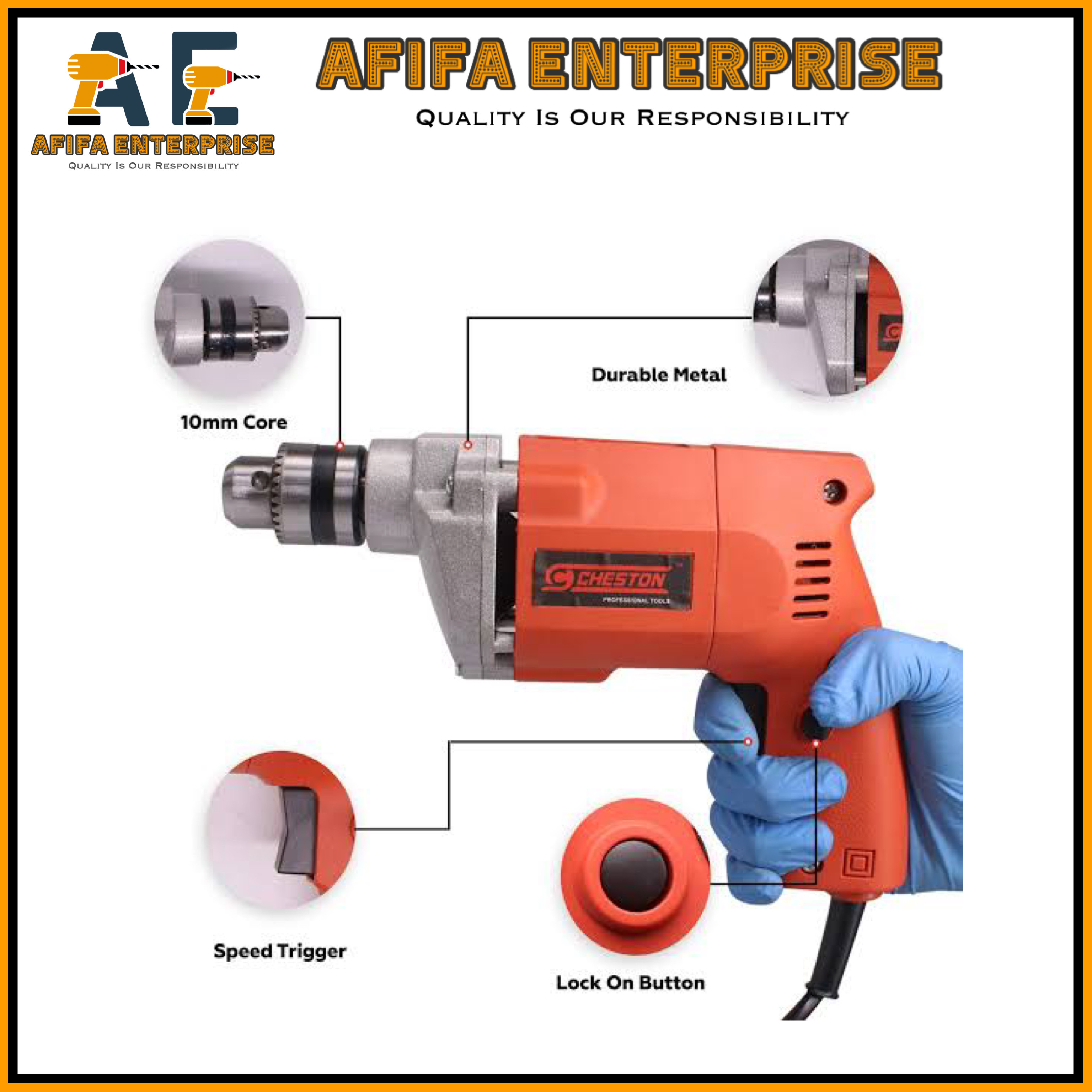 Electric Drill Machine 10mm With Free Accessories