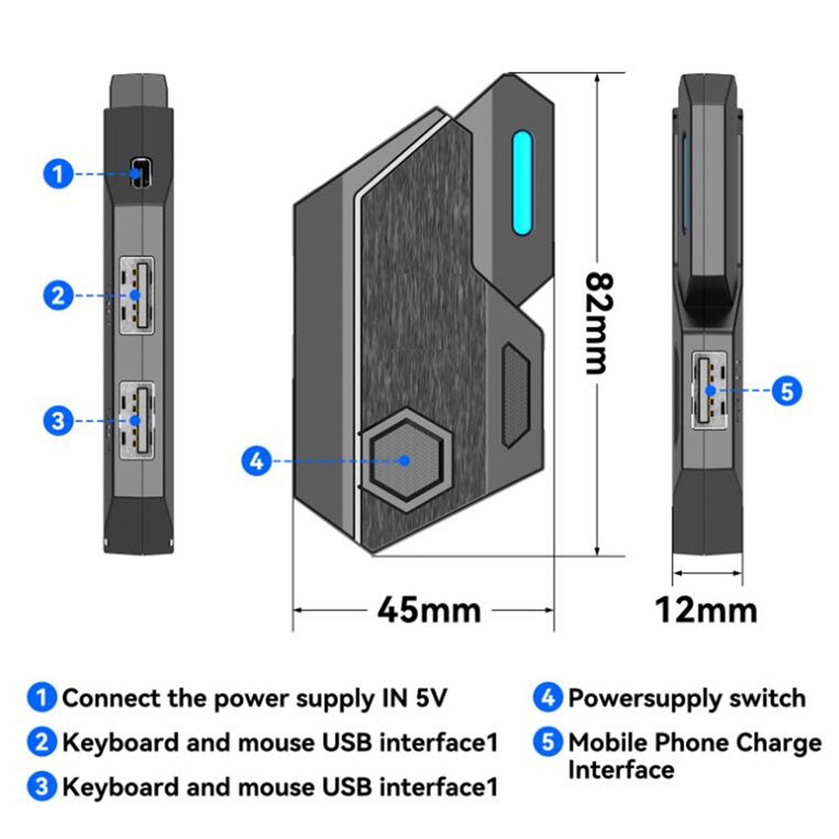 Mobile Controller Gaming Keyboard Mouse Converter PUBG Keypad Adapter ...
