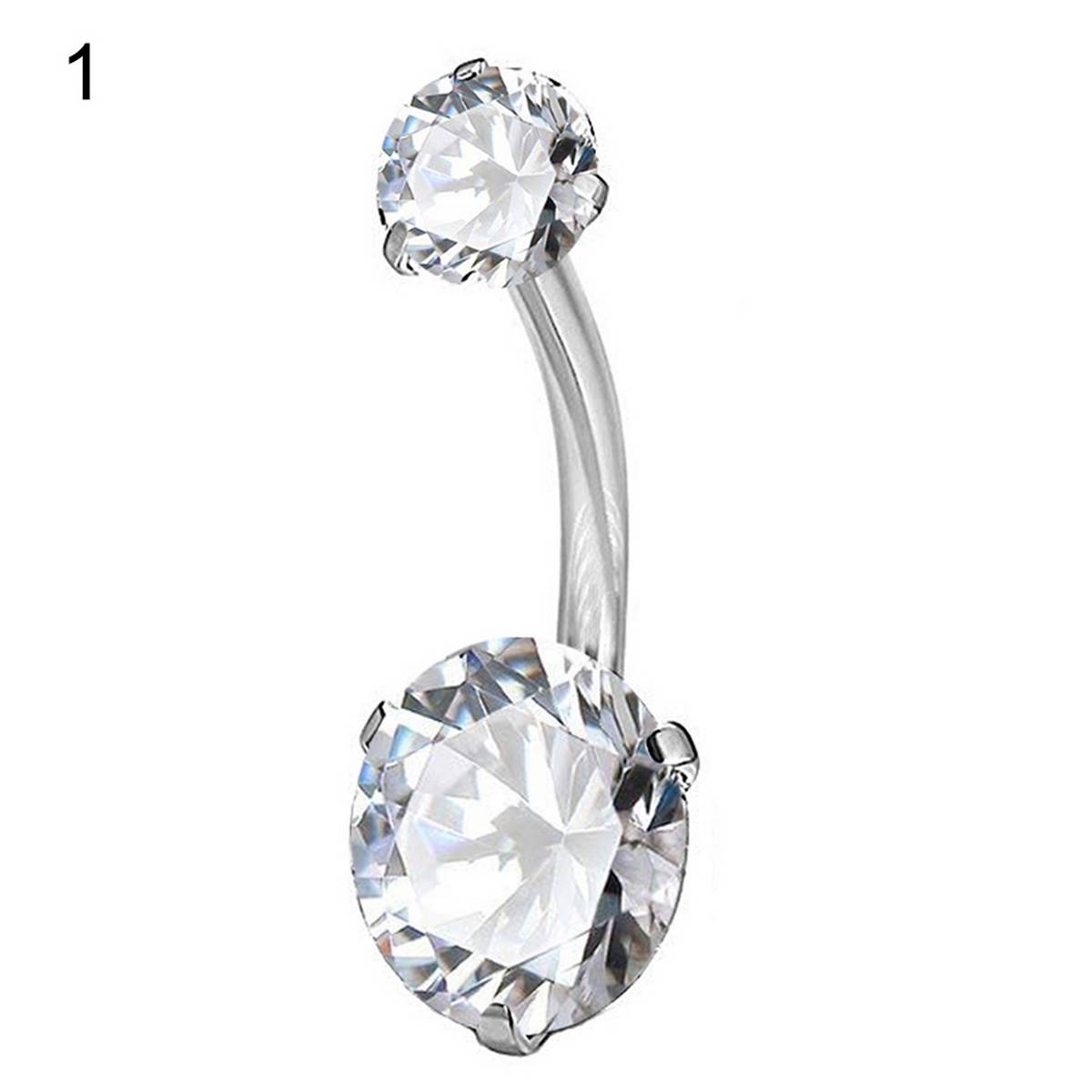 【S Elvey Trend Store 】Cubic Zircon Barbell Belly Button Ring Body ...