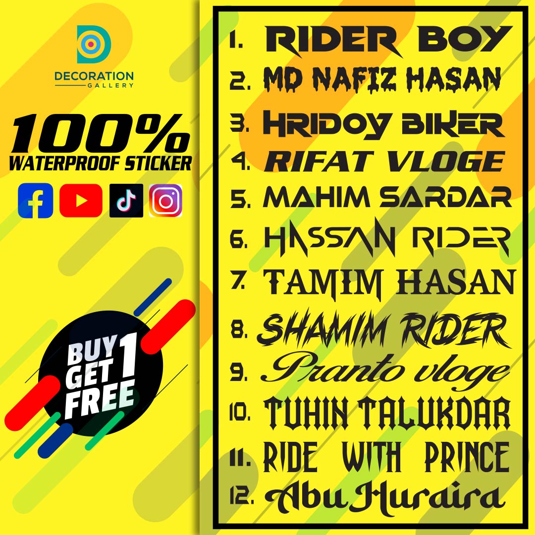 Name sticker for bike.. Motorcycle..car bike modify sticker Name ...