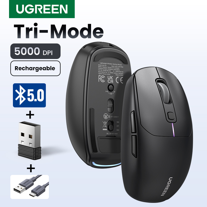 UGREEN Gaming Mouse 5000DPI Wireless Mouse Bluetooth 5.0 2.4G Wired ...
