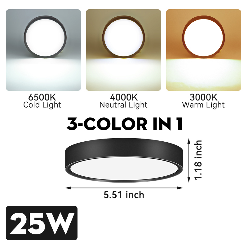 3-color 1 Surface Mounted LED Ceiling Light Downlight 5W 15W 25W 220V ...