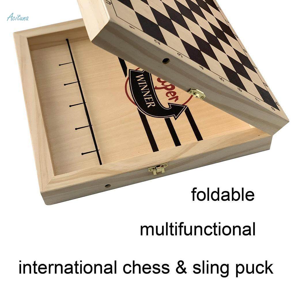 Folding Fast Sling Puck Game Chess Set Wood Hockey Game Board Game ...
