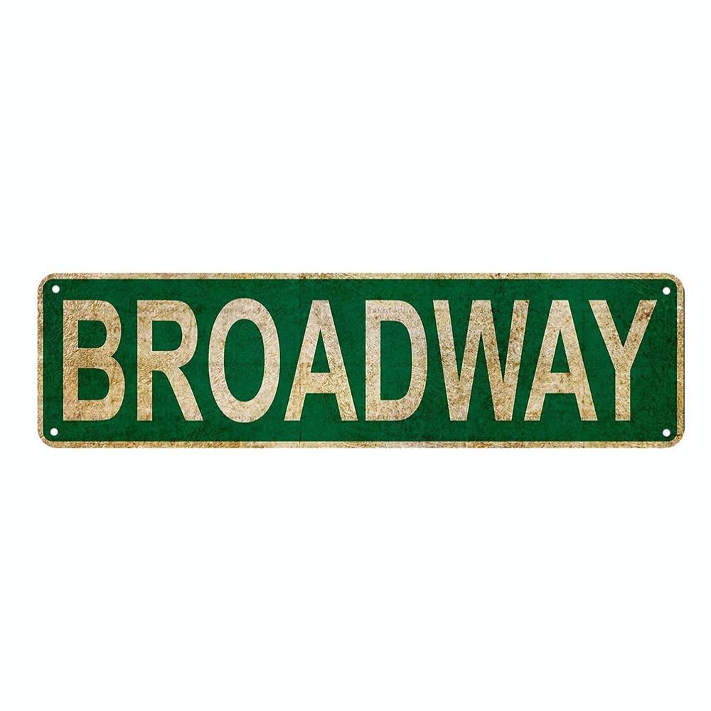 Tinplate Broadway Street Sign Retro Wall Decor Green Retro Background ...