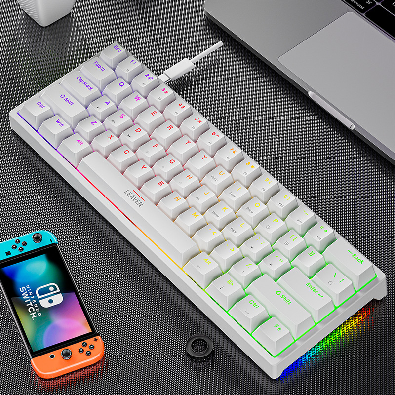 K620 Mini Gaming Mechanical Keyboard 61 Keys RGB Hotswap Type-C Wired ...