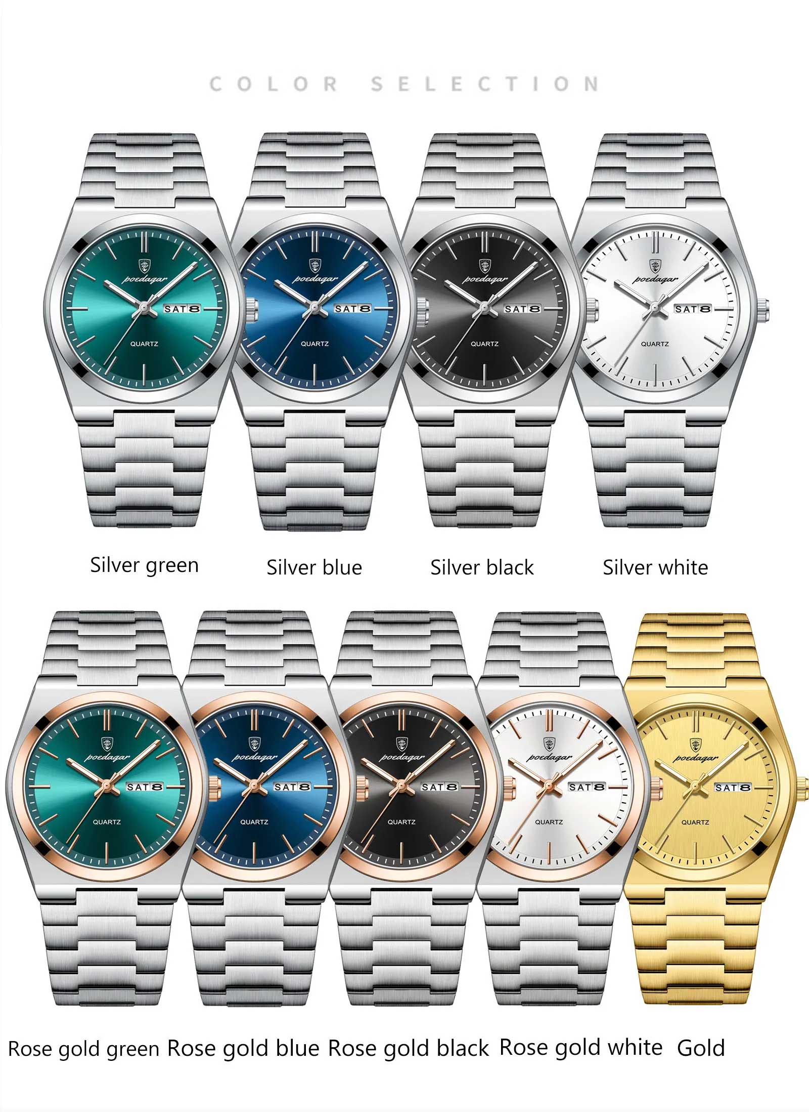 POEDAGAR 930 Luxury Quartz Watch for Men – Waterproof, Luminous, Date ...