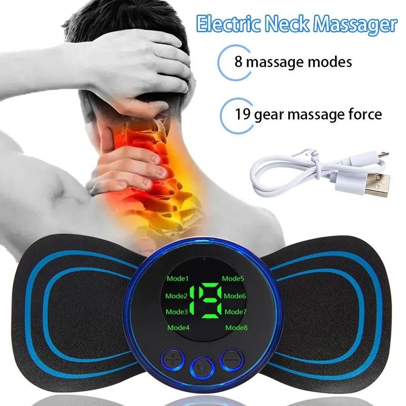 EMS Tens Neck Massager Mini Electric Pulse Cervical Back Muscle ...