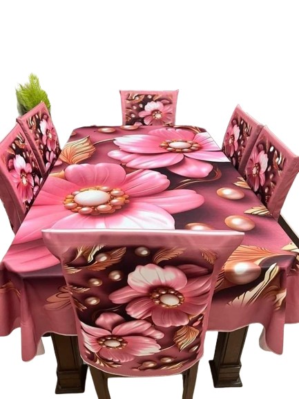 3D Print Premium Dining Table Cloth & Chair Cover Set 7 in 1 | Daraz.com.bd