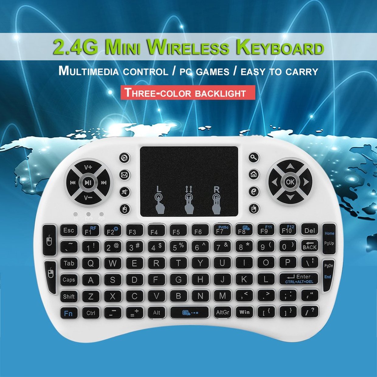EF 2.4GHz Mini Wireless Remote Keyboard with Touchpad Mouse 3 Color ...