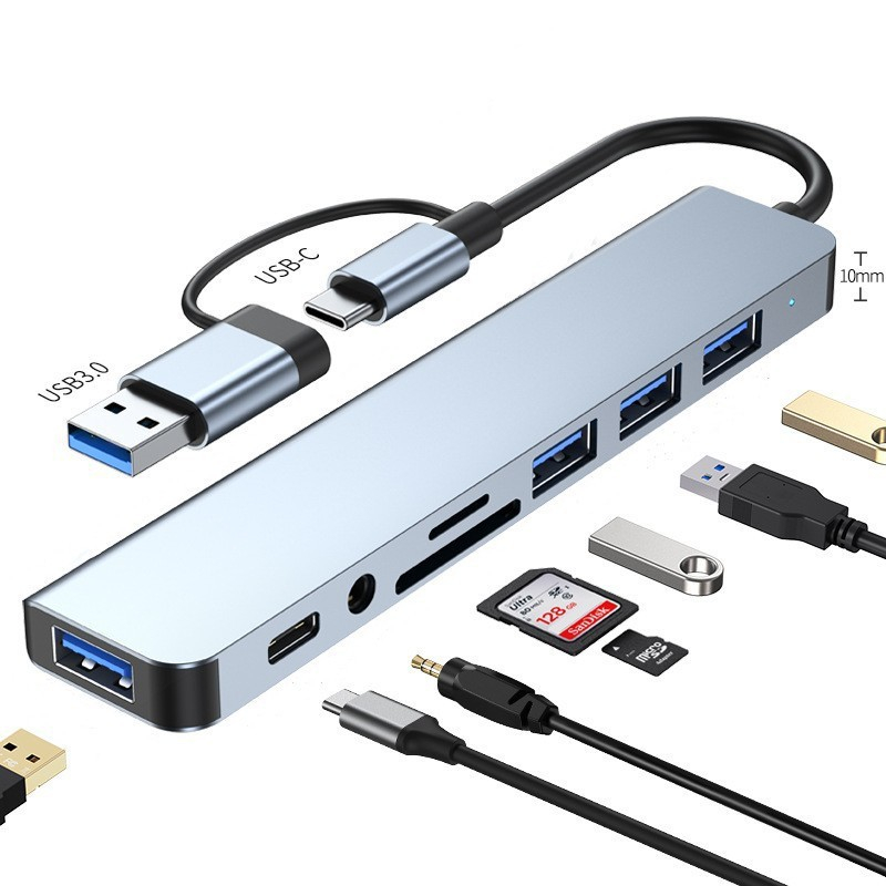 8 Port USB 3.0 HUB USB C HUB Dock Station OTG Adapter 5Gpbs High Speed ...