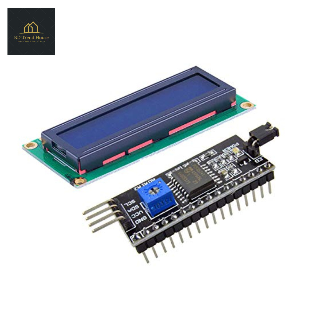 1602 LCD Display with I2C interface module Blue Backlight | Daraz.com.bd