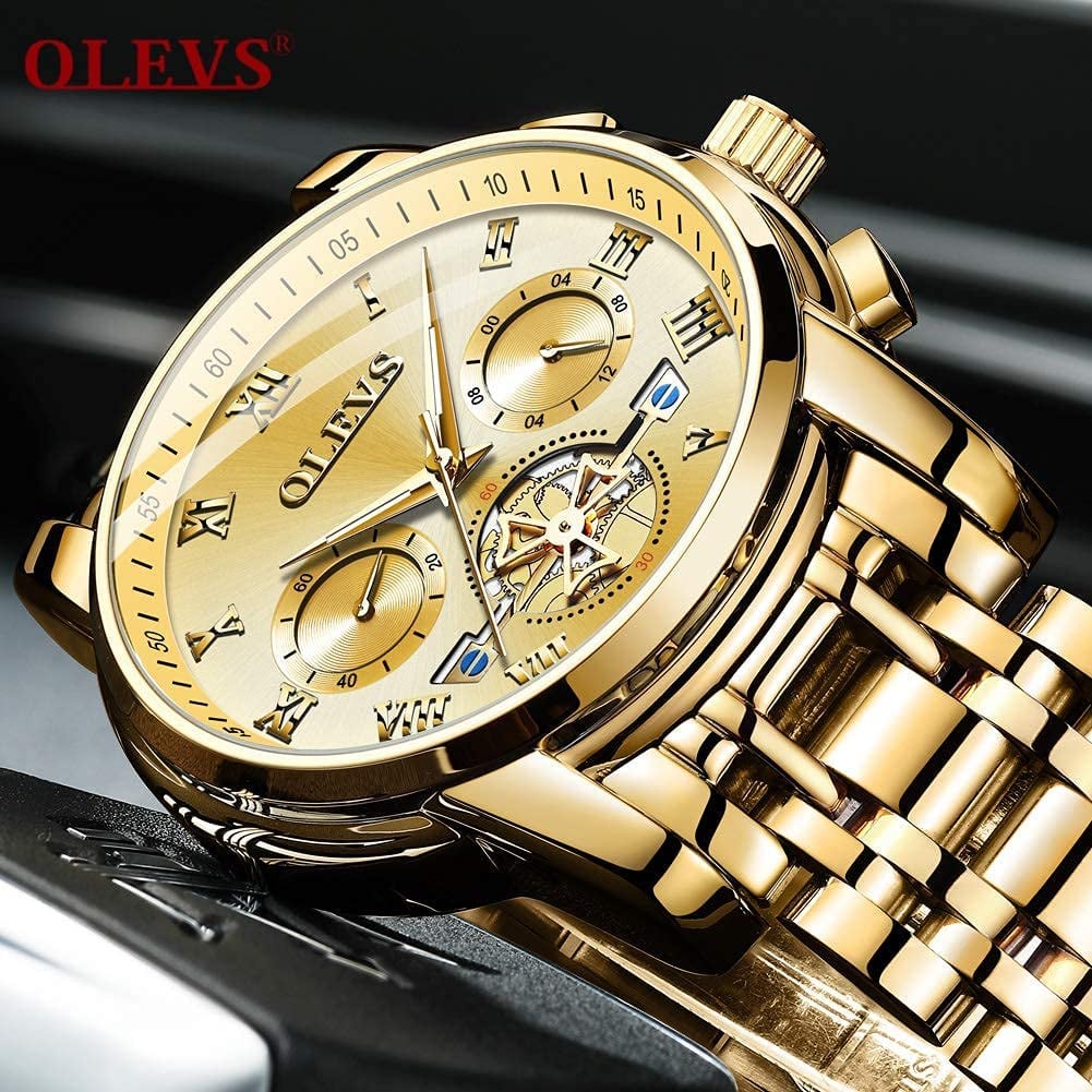 OLEVS 2859 Mens Watches Waterproof Stainless Steel Adjustable Bracelet ...