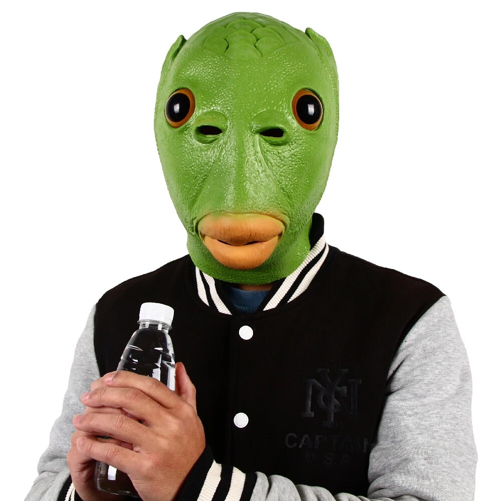 Funny Green Fish Head Mask Halloween Adult Carnival Party Cosplay ...