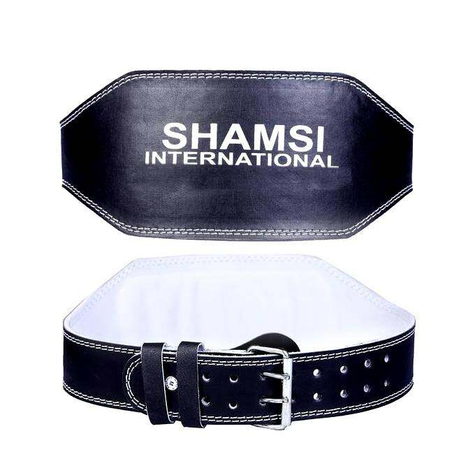 Gym Belt - Black Shamsi Leather Gym Belt 6 Inch - Slim Belt