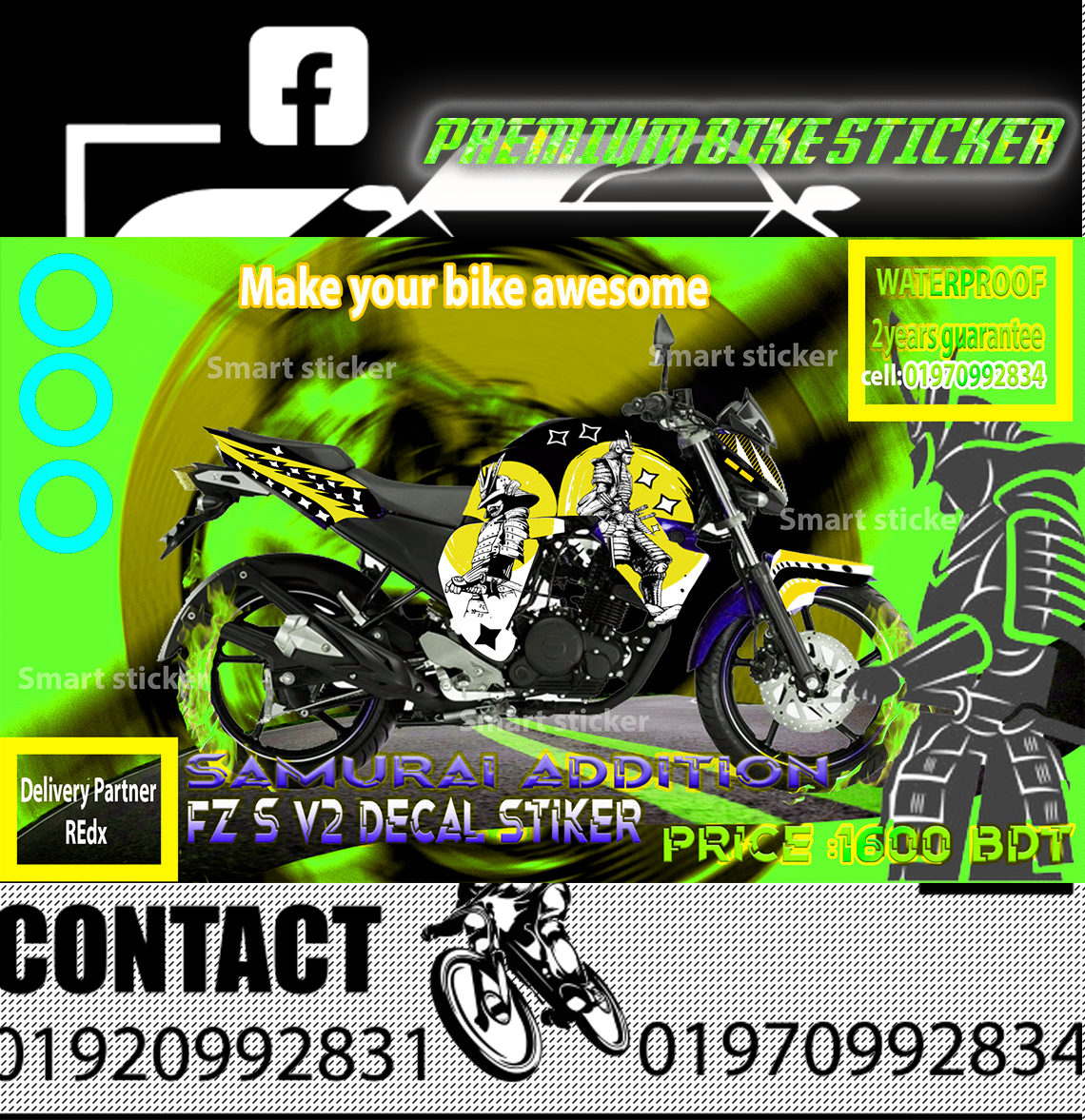 fz v2 full body sticker || samurai Decal sticker || bike body sticker ...