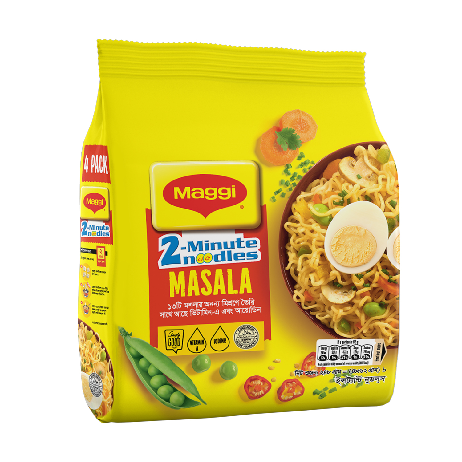 NESTLE MAGGI 2-Minute Masala Instant Noodles 4 Pack - 248g | Daraz.com.bd