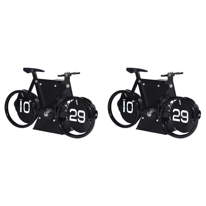2X Flip Clock Retro Style Bicycle Shaped Flip Clock Classic Mechanical Desktop Clock, Digital ...