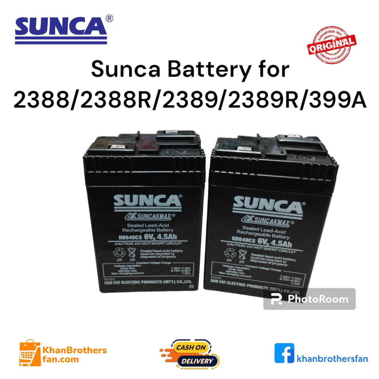 Sunca Battery for Rechargeable fan, Sunca Charger fan battery | Daraz ...