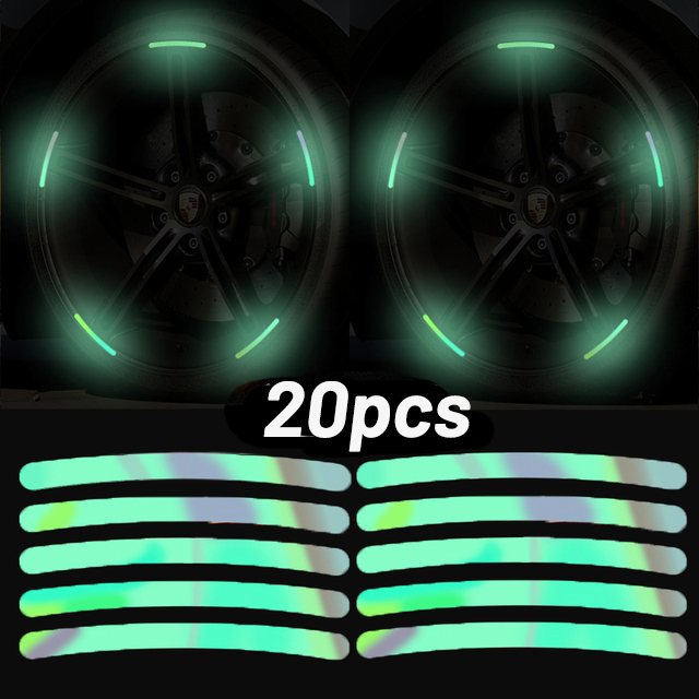 20 Pc set Car Wheel Sticker Reflective Stripe Waterproof Car Wheel Hub ...