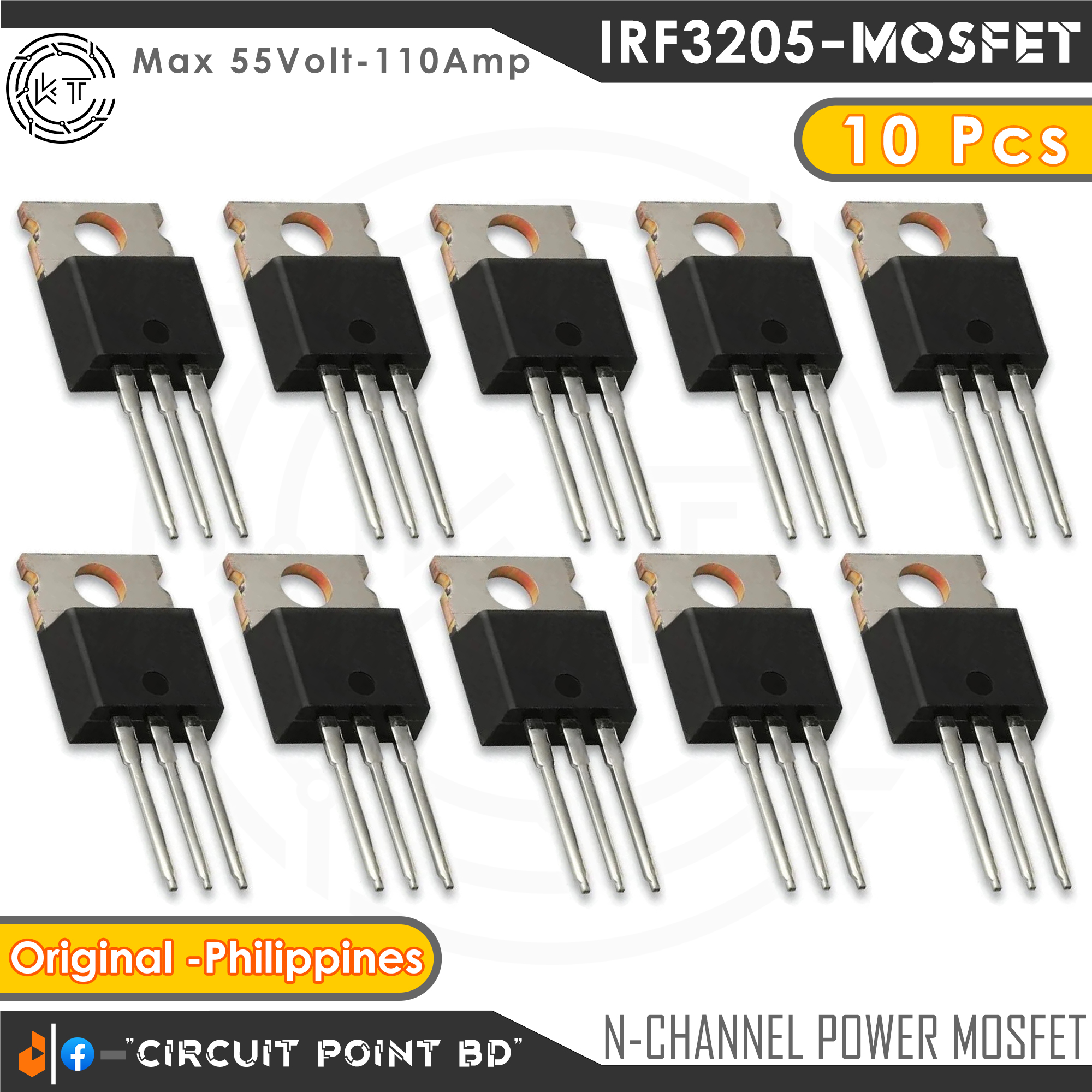 10Pcs IRF3205 N-Channel Power MOSFET Original Philippines. IRF 3205 3 ...