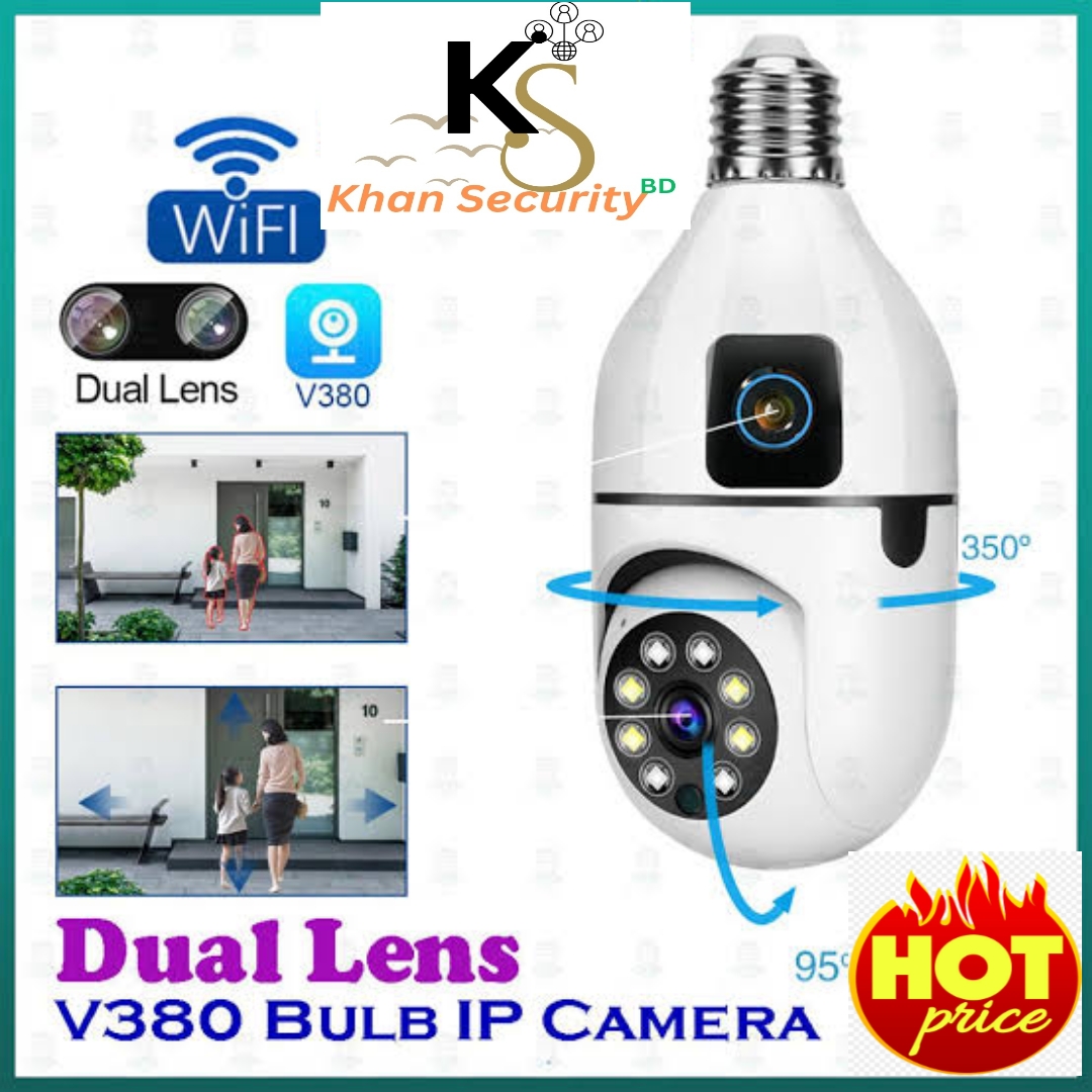 Dual Lens V380 PTZ Bulb IP Night Vision Camera Bulb dual lense camera ...