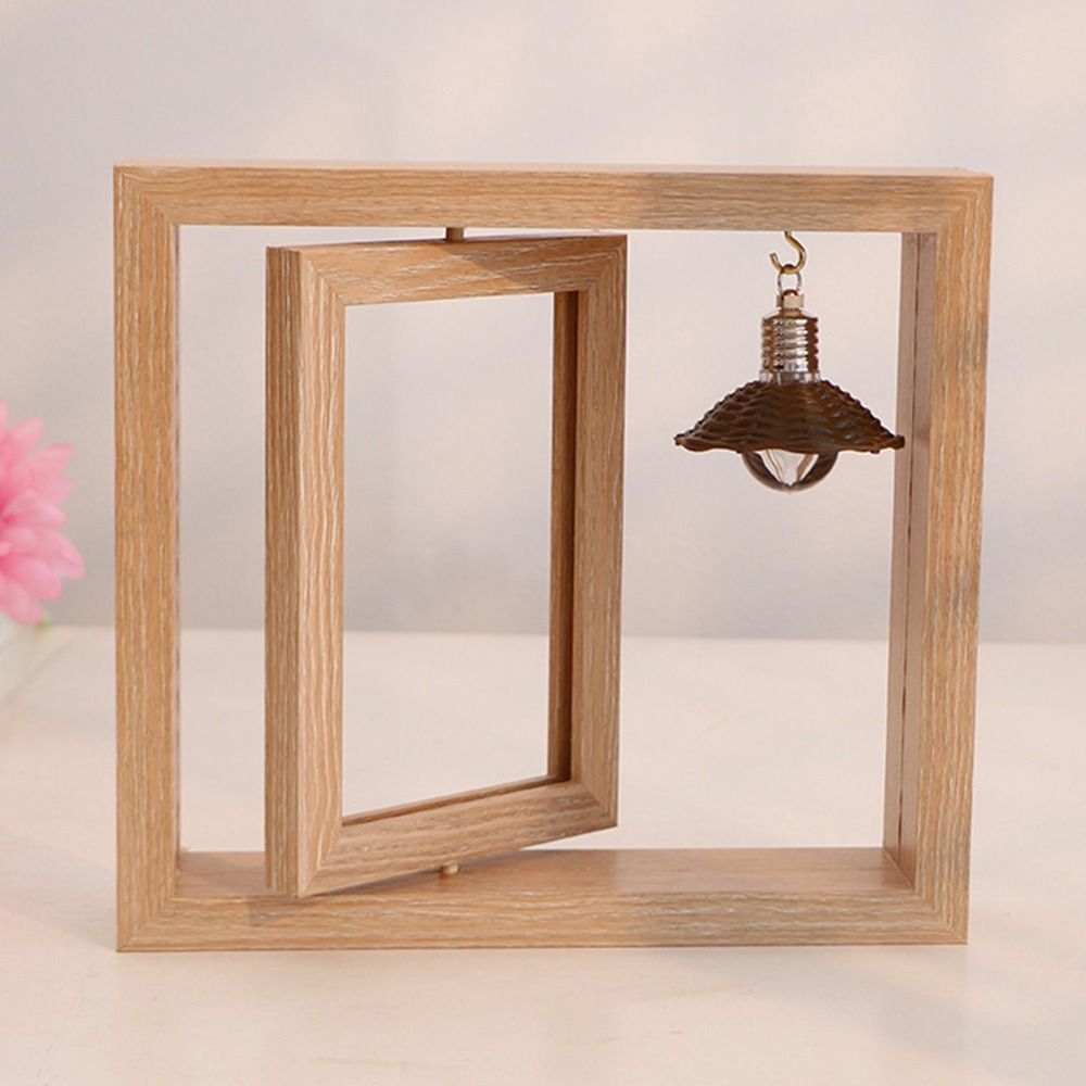 Wooden Decor Creative Double Side Photo Frame Rotating Picture Frames ...