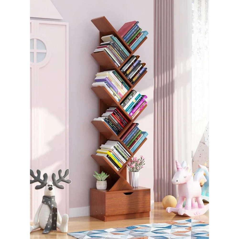 9-Tier Tree Shape Book Shelf MDF Tree Shape Bookshelf for Home Office ...