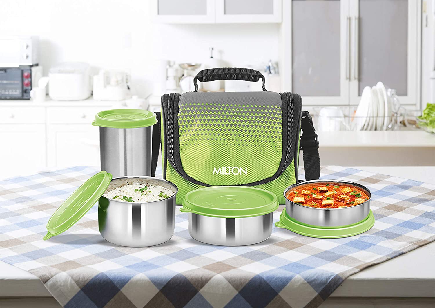 MILTON TASTY LUNCH 3 COMBO Stainless Steel Lunch Pack With Bag 4 ...
