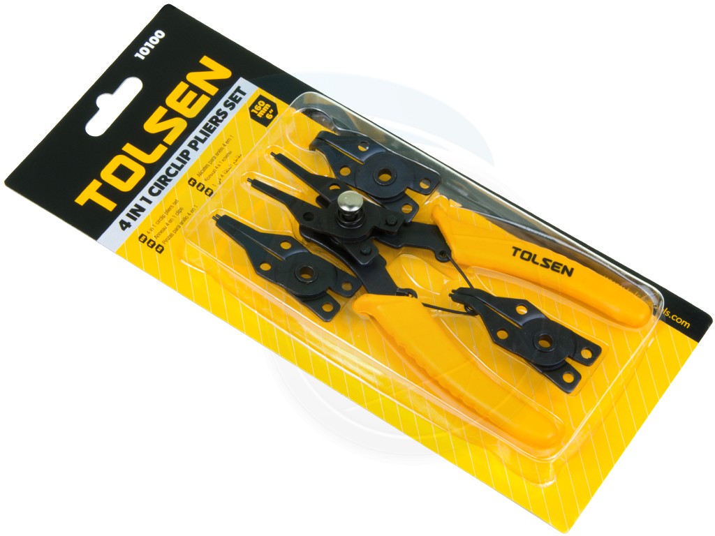 TOLSEN 4Pcs Combination Circlip Plier Set (6") Model: 10100
