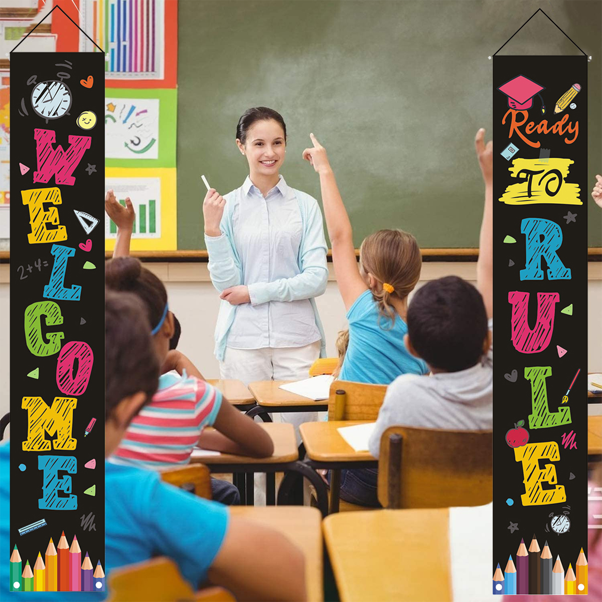 Back To School Decoration Banner Welcome Bulletin Toys Games Board ...