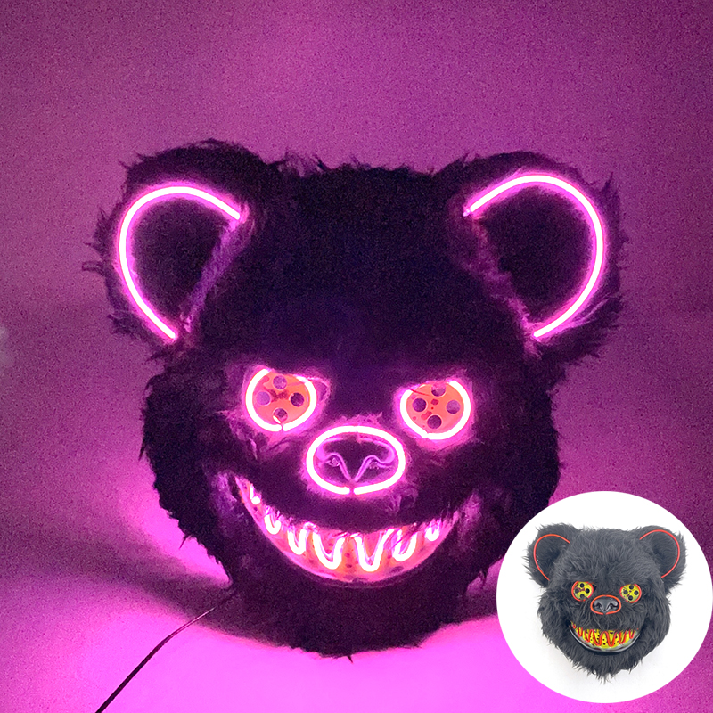 Halloween Light Up Horror Animal Mask LED Luminous Bloody Bear Mask ...