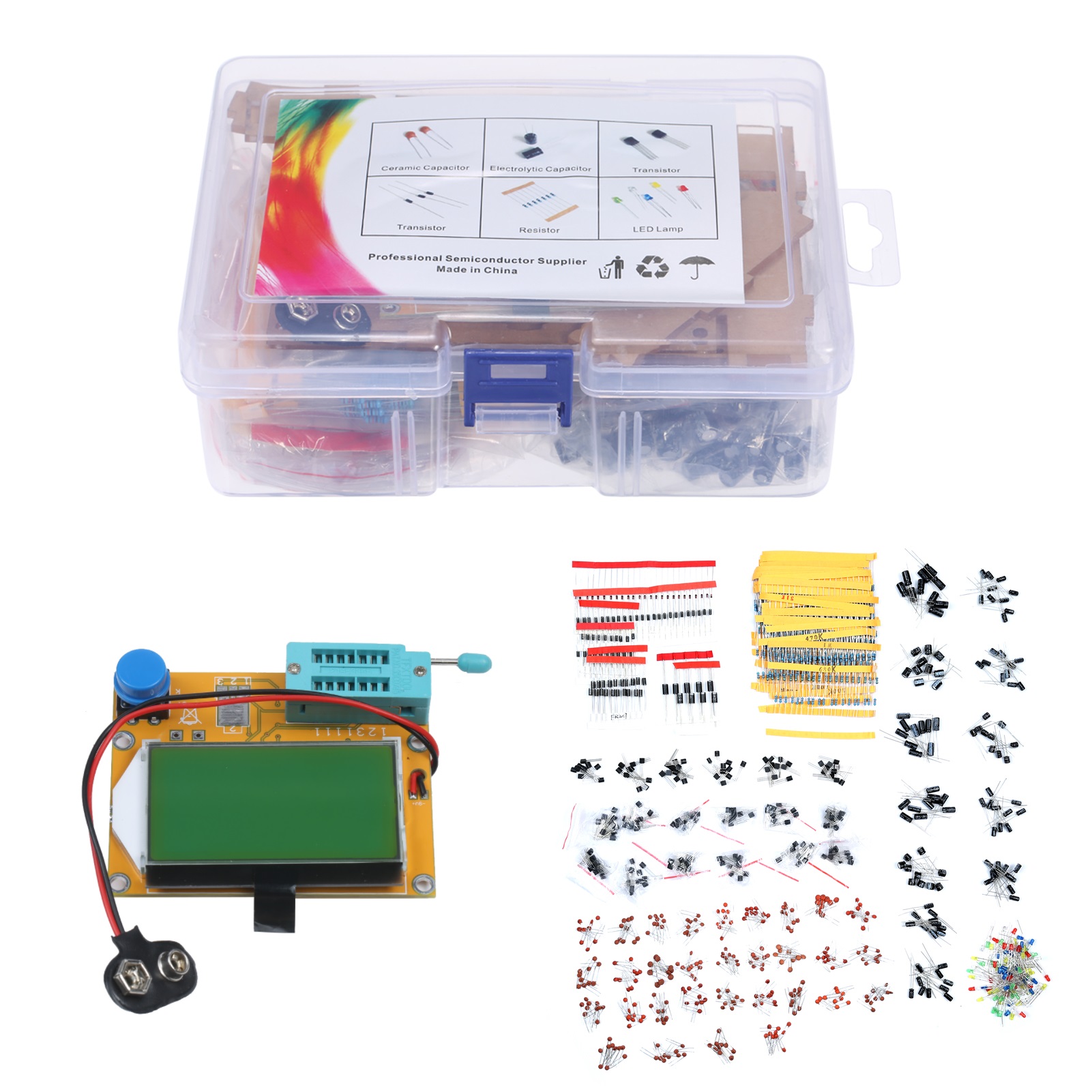 KOGEEK Electronic Component Kit Transistor LCR-T4 Graphical Tester LED ...
