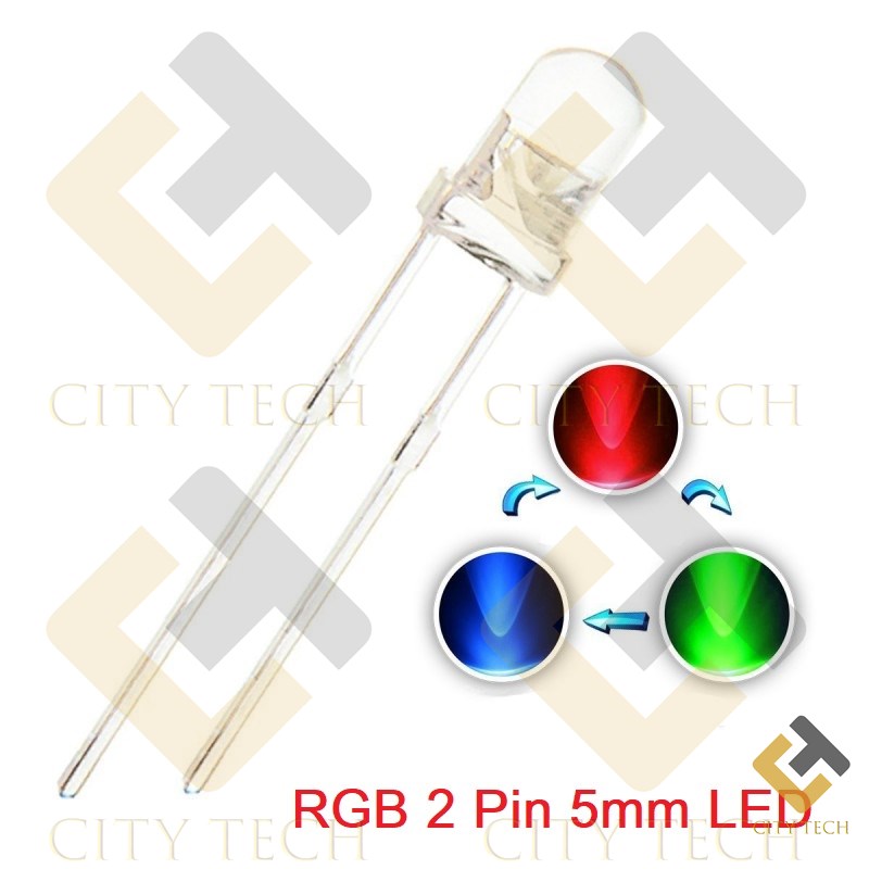 5Pcs RGB LED Light Supper Bright Clear Transparent 2 Pin 5mm RGB LED ...