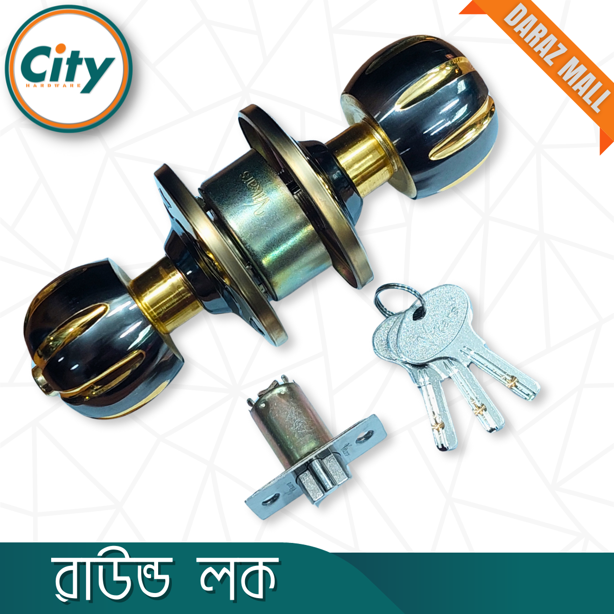 High Security Round Lock Wooden Door Lock Cylindrical Lock Double Sided ...