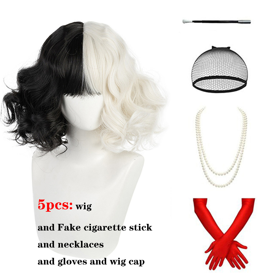 Happy night CRUELLA Deville De Vil Black White With Bangs Short Bob ...
