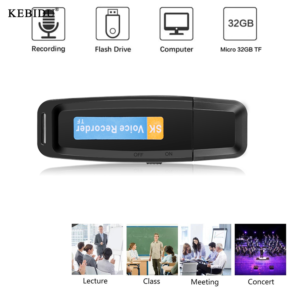 Kebidu Professional Voice Recorder Mini USB Dictaphone Support TF Flash ...