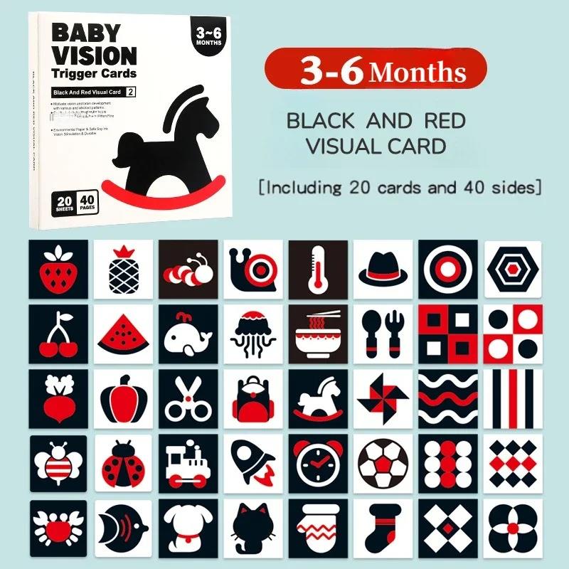 Black White High Contrast Card Montessori Baby Vision Stimulation Cards ...