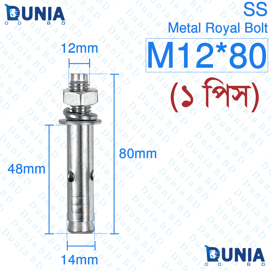 SS Royal Bolt Silver Expansion Bolts Good for Concrete Dry Brick Block ...