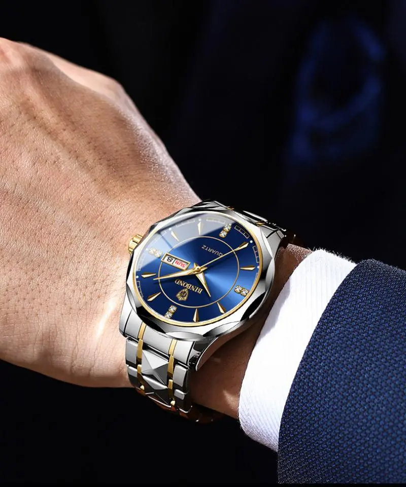 Dream Store BD - BINBOND Gold Stainless Steel Waterproof Luxury Diamond ...