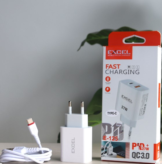 Excel E-125 27W PD Fast Charger | Daraz.com.bd
