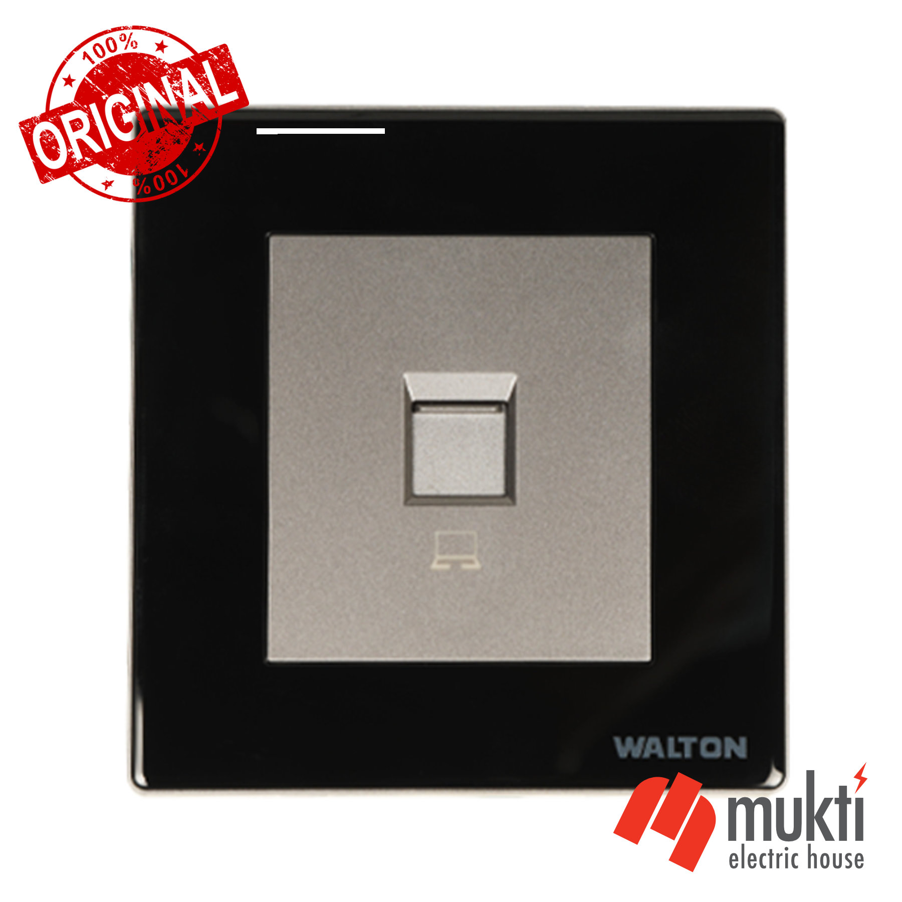 WALTON CRYSTAL BLACK Series Data Internet CAT-6 White Socket Network ...