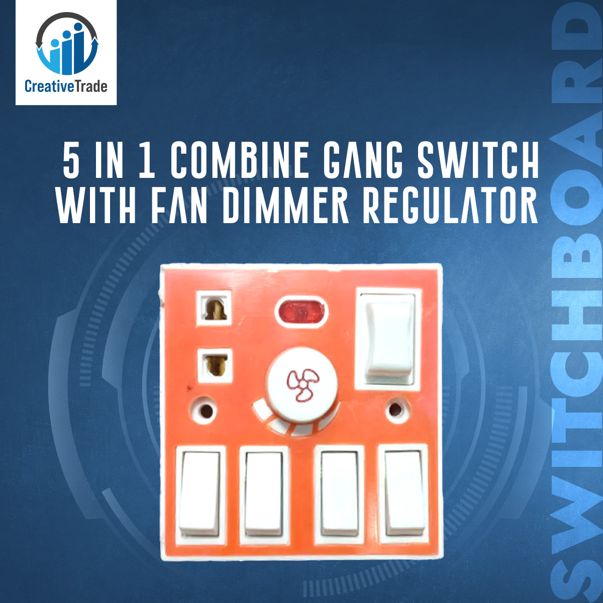 5 In 1 Ac 250V 6A Combine 4 Pcs Gang Switch With Fan Dimmer Regulator ...