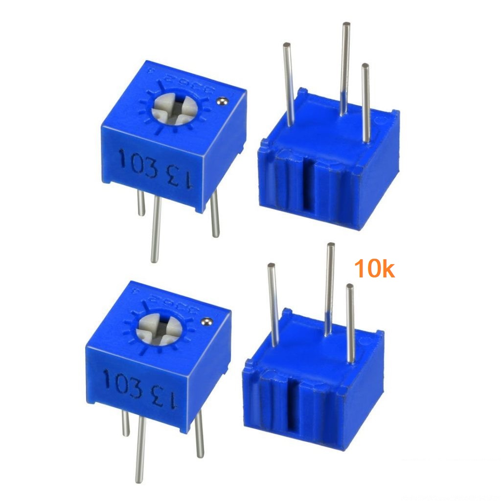 2Pcs- 3386 103 10K Ohm Square Shape Potentiometer 3 Pin Leads 10K 103 1 ...