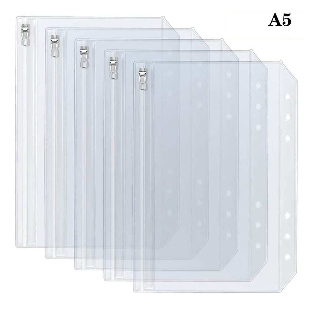 5pcs 6-Hole Document Organiser A5 A6 Clear PVC Pockets File Organizer ...