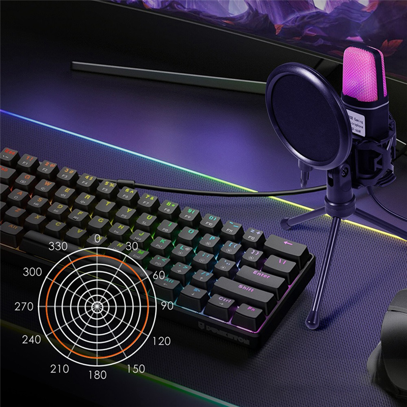 SF666R USB Microphone RGB Condensador Microphone For Podcast Recording ...