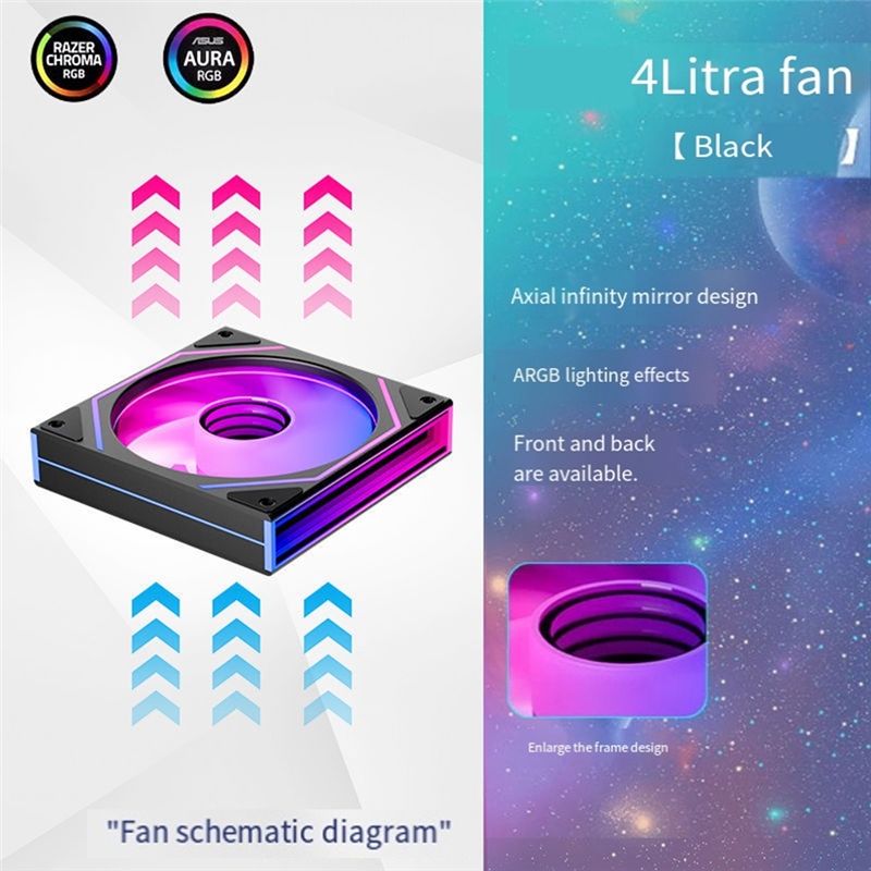 12cm ARGB Fan with PWM and RGB Control, 120mm 4-Pin PC Cooling Solution ...