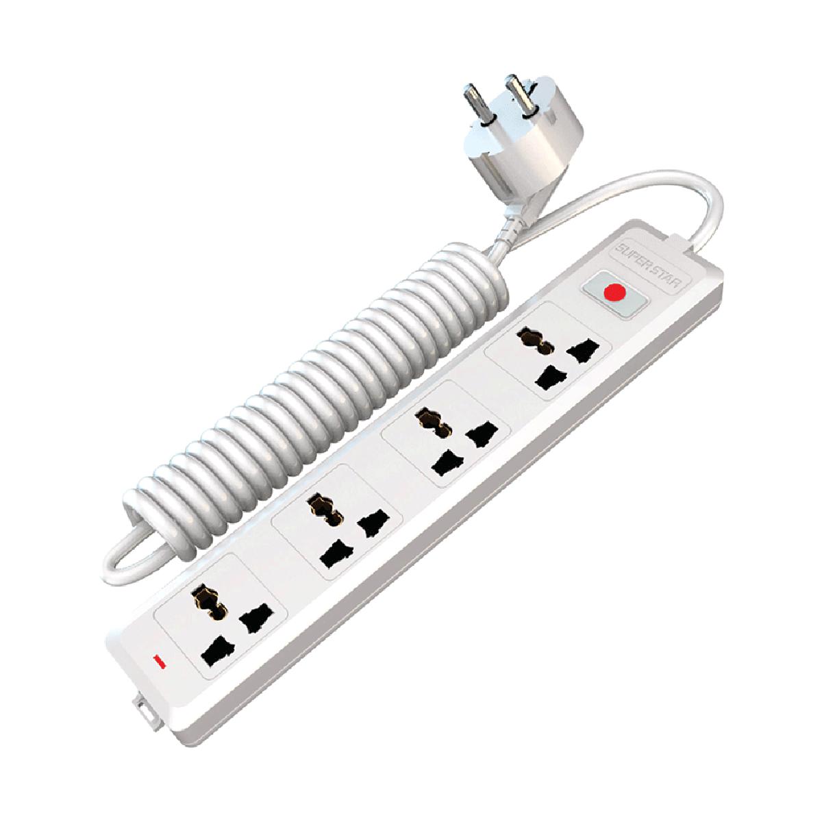 Super Star Smart Extension Socket 2 PIN 4 Socket Multi Plug Four Port ...