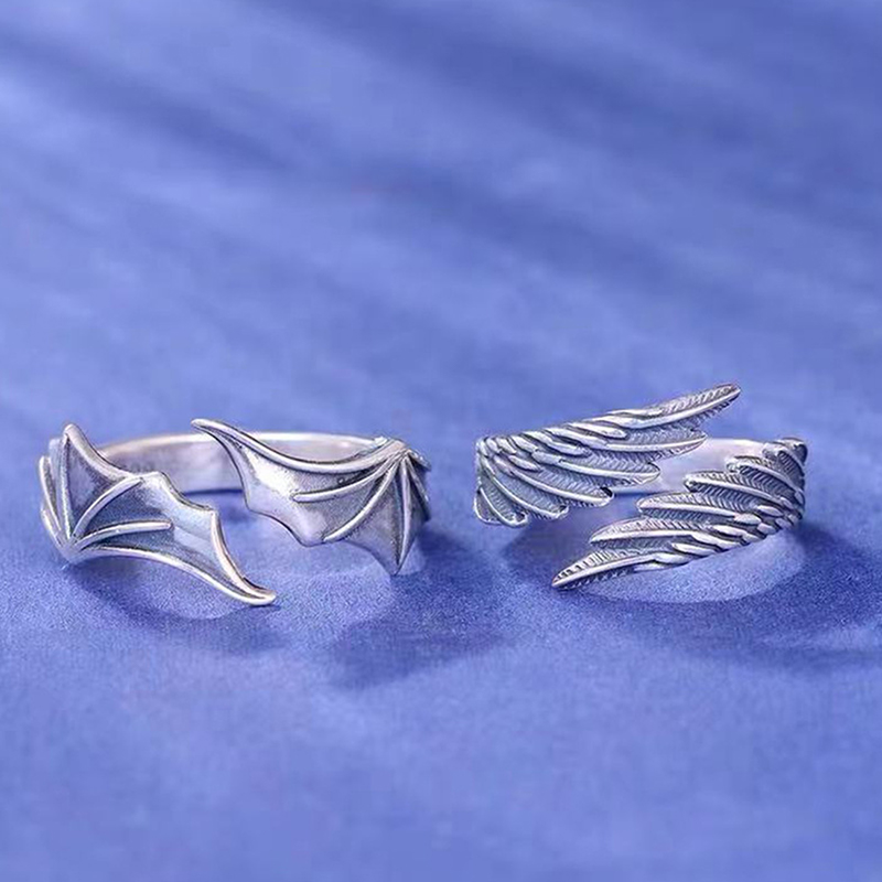 Angel Demon Wing Couples Rings For Women Men Matching Best Friend ...